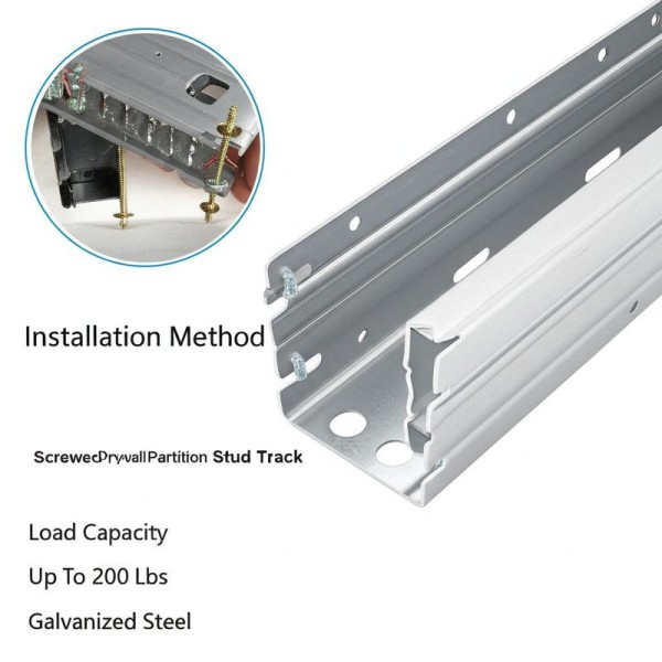 Quality Galvanized Steel Drywall Partition Stud Track with Up To 200 Lbs Load Capacity and 1-5/8 Inch X 10 Feet Size for sale