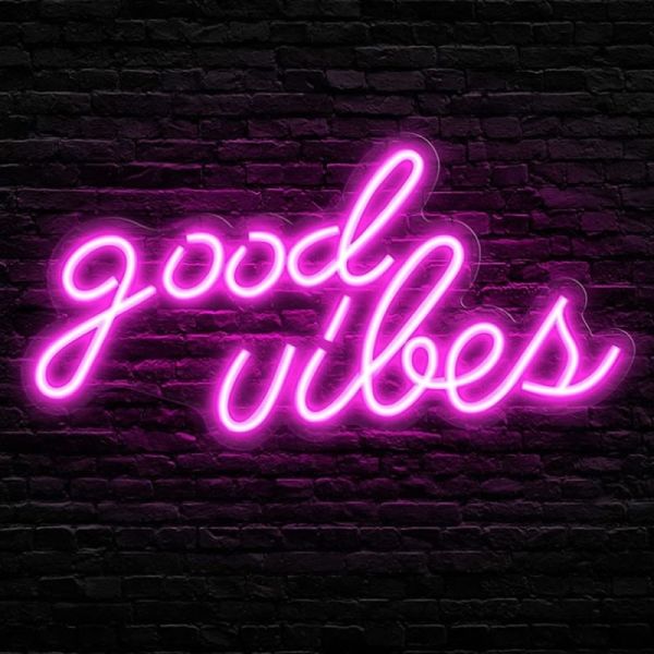 Quality Power Consumption 0 Good Vibes Neon Sign LED Neon Lights for Bedroom 16.1 x 8.3 inch for sale