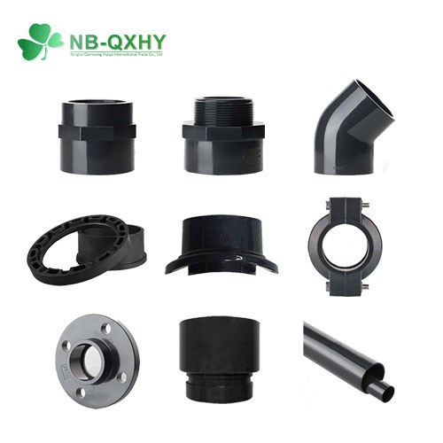 DIN Standard ASTM Sch40 Sch80 Water Supply Drain Pn10 Pn16 PVC Plastic UPVC CPVC Elbow Tee Industry Plumbing Pipe Fittings