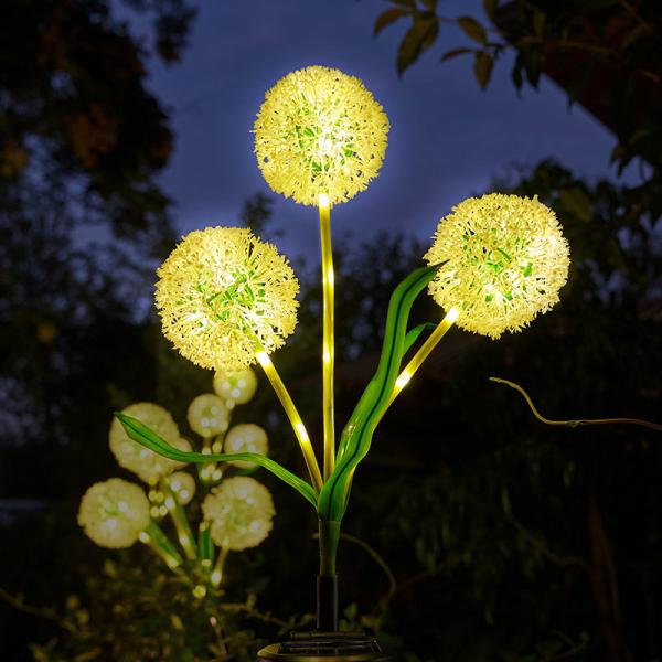 Quality Ground Plug Triple Dandelion Solar Lawn Light for Outdoor Garden Landscape Ambient Patio for sale