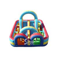 Quality Great fun giant outdoor colorful kids inflatable obstacle course interactive for sale