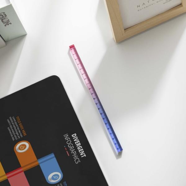 Quality School Creative Stationery Gradient Color Acrylic Transparent Cubic Ruler for sale