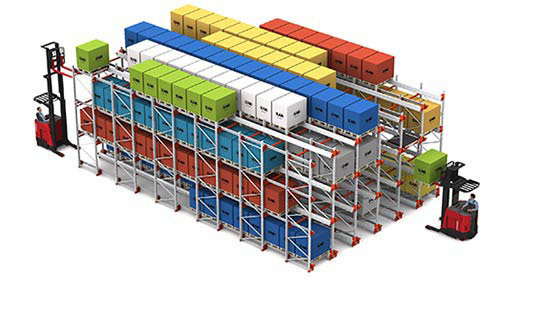 Quality Q235B Steel Warehouse Automatic Radio Shuttle Pallet Racking With Crane System for sale