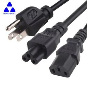Quality UL 3 Wire USA Power Cord 18AWG Electrical NEMA 5-15p To IEC C13 Laptop Cable for sale
