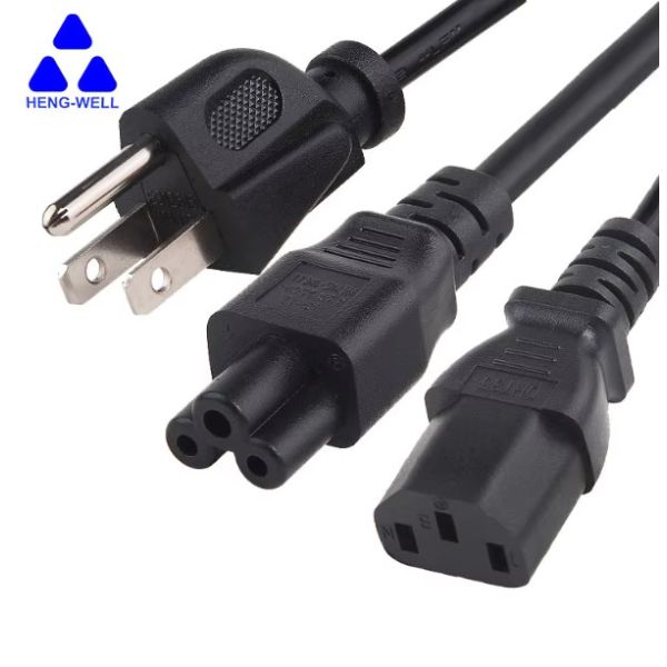 Quality UL 3 Wire USA Power Cord 18AWG Electrical NEMA 5-15p To IEC C13 Laptop Cable for sale