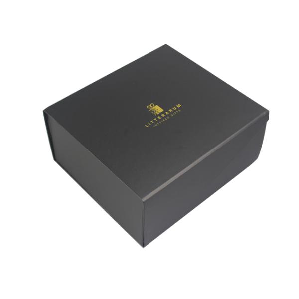 Quality Luxury Matte Black Magnetic Folding Hot Foil Logo Apparel Custom Clothing Boxes for sale