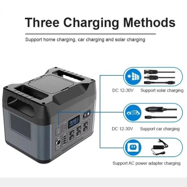 Quality Portable Power Station Lithium Battery 1500W Pure Sine Wave AC Outlet For Outdoors Camping for sale