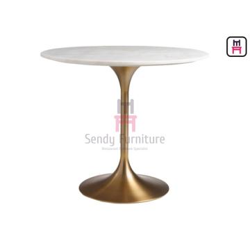 Quality Brushed Golden Tulip Base Marble Coffee Table Trumpet Base Table for sale