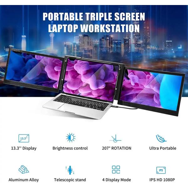 Quality Wins Mac Laptop Portable Triple Monitor Display Extender 14 Inch 60Hz for sale