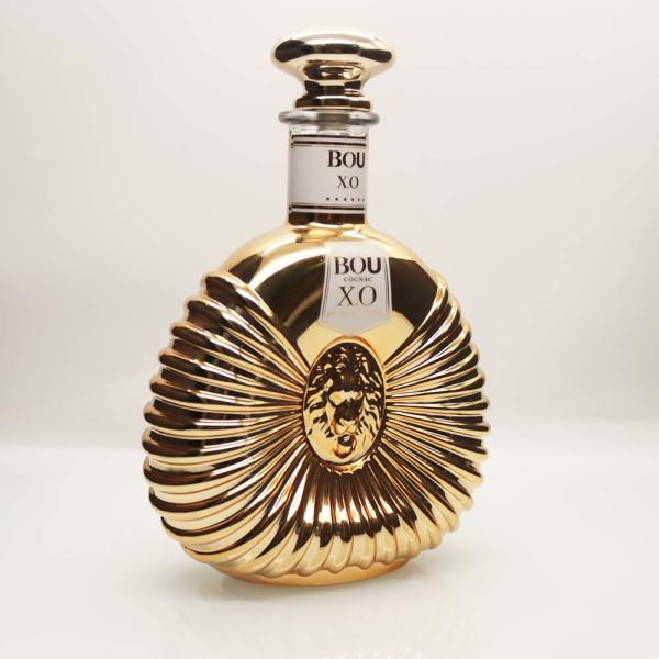 Quality XO Glass Bottle 750ml Vacuum Electroplating Coating Golden for sale