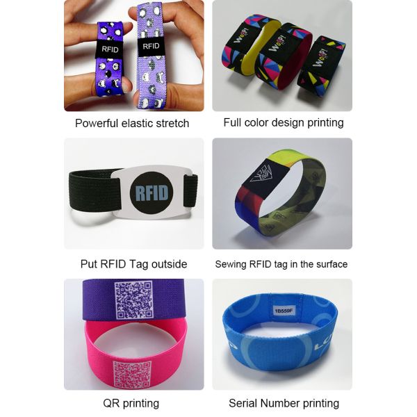Quality NFC213 RFID Festival Wristbands Elastic Fabric Reusable Ultralight Ev1 Woven for sale