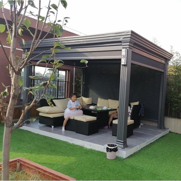 Quality Aluminum Gazebo Electric Louvered Aluminum Patio Pergola Hardtop Gazebo for sale