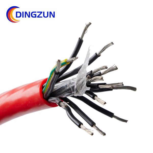 Quality Multi 16 Cores Shielded Sensor Cable Silicone Rubber Insulated Sheathed Red HT for sale