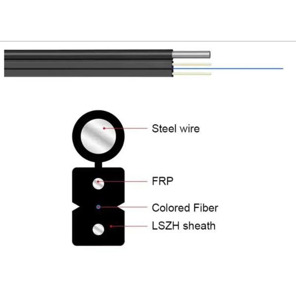 Quality 1-2 Core FTTH Flat Drop Cable Fiber Optic Aerial Installation With 1km / 2km for sale