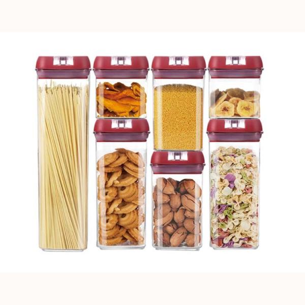 Quality Airtight 7 Pieces Plastic Cereal Containers With Easy Lock Lids Transparent for sale