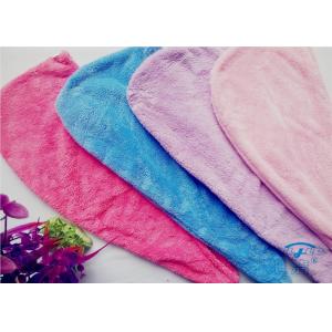 Quality Super Absorbent Blue Microfiber Hair Turban Polyester , Hair Towel Turban for sale