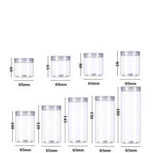 Quality Dia 55mm Plastic Kitchen Storage Jars ODM Transparent PET Jars With Locking Lids for sale