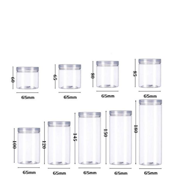 Quality Dia 55mm Plastic Kitchen Storage Jars ODM Transparent PET Jars With Locking Lids for sale
