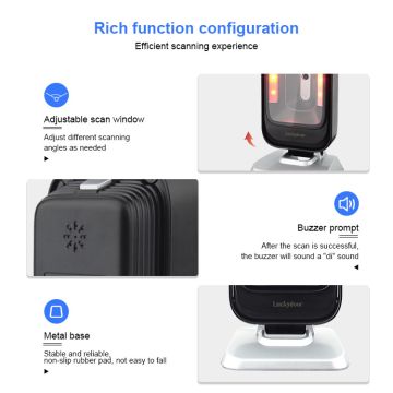 Quality Desktop Omnidirectional Barcode Scanner 2D Hands Free USB Wired Automatic Image for sale