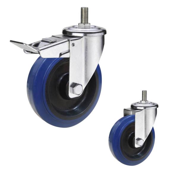 Quality 200kg Capacity 125x36mm Rubber Casters With Steel Bracket for sale