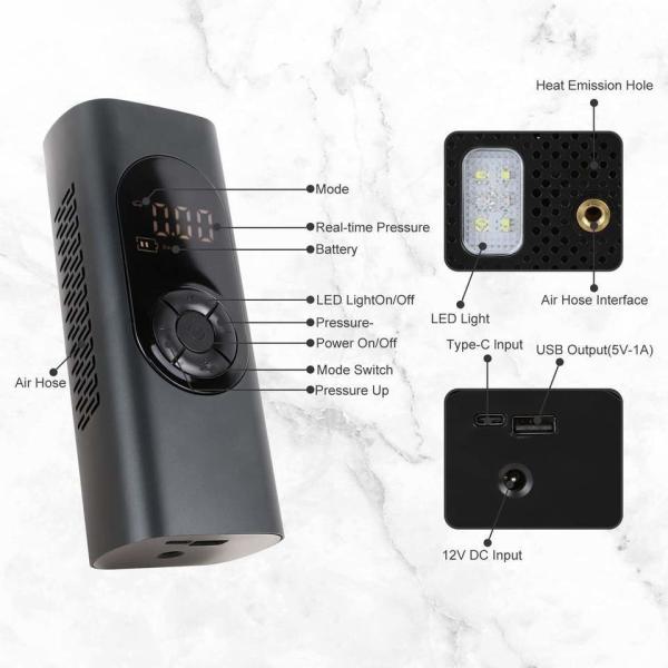 Quality Portable YANTU AM32 Metal Cordless Digital Tire Inflator for Bicycles Cars and for sale
