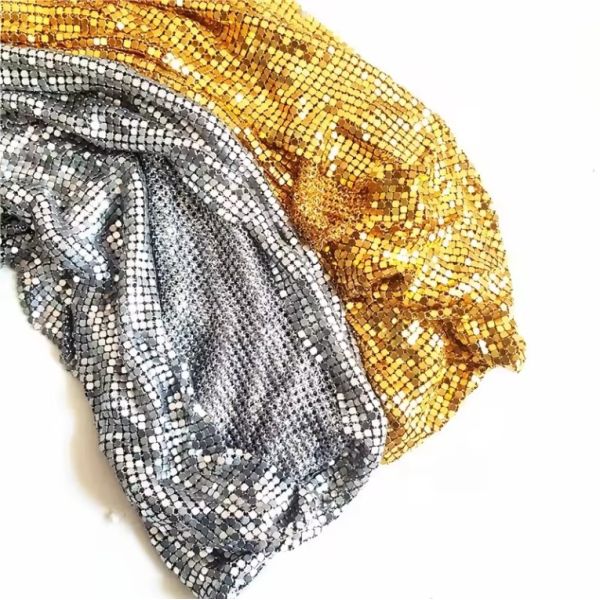 Quality Chainmail Mesh Metallic Mesh Fabric , Polished Metallic Woven Fabric for sale
