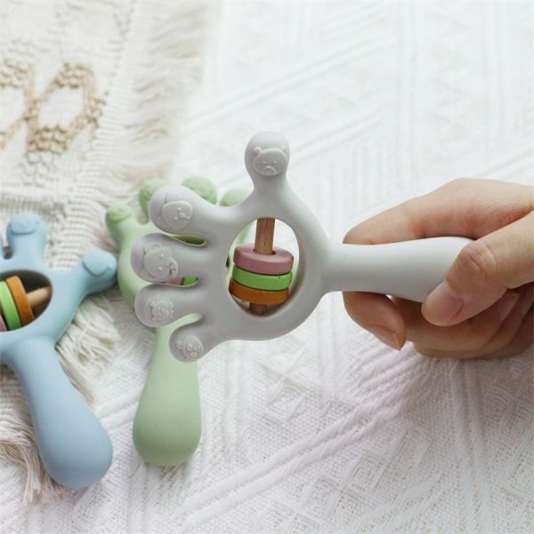 Quality Soft Baby Silicone Teething Rattle Palm hand shape Toys: BPA-Free, Non-Toxic, Chewable for sale