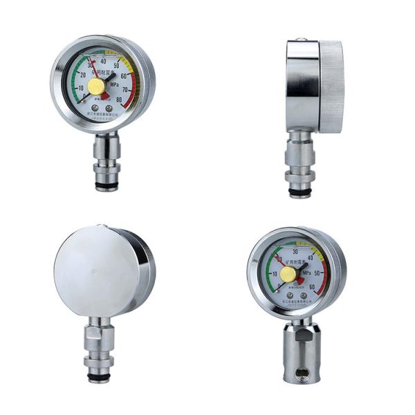 Quality OEM Dual Memory Pointers Glycerin Pressure Gauge DN10 KJ10 Connected 60/80Mpa for sale
