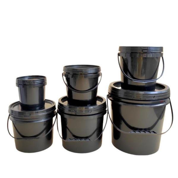 Quality Round 1L 2L 3L 4L 5L Black or White Plastic Bucket with Lid Thickness 1.0 to 2.5 MM for sale