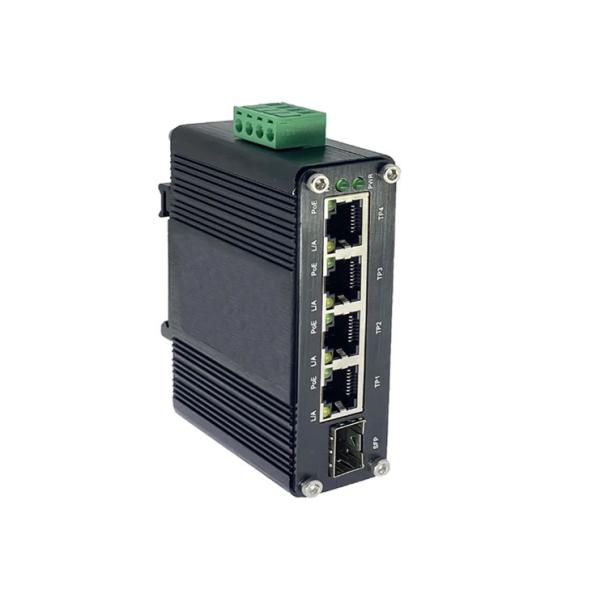 Quality 4 Port 1000M 802.3at PoE 1 Port 100M or 1000M SFP Ethernet Switch 12V to 48V for sale