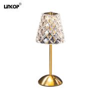 Quality Crystal LED Table Lamp Type C USB 5V Rechargeable Touch Three Color Table Lamp for sale