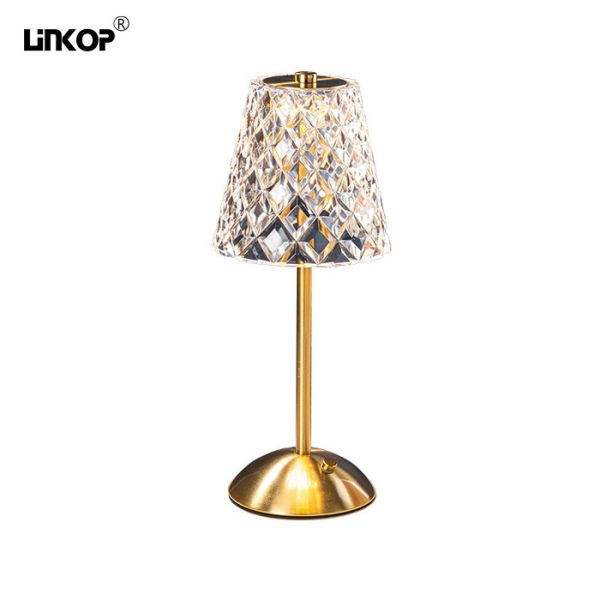 Quality Crystal LED Table Lamp Type C USB 5V Rechargeable Touch Three Color Table Lamp for sale