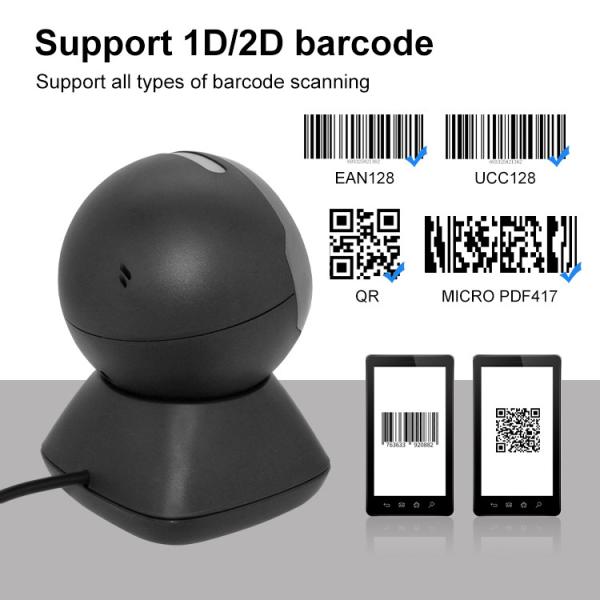 Quality Omni Directional Hands Free QR Scanner USB Wired 1D&2D Bar Code Reader for sale