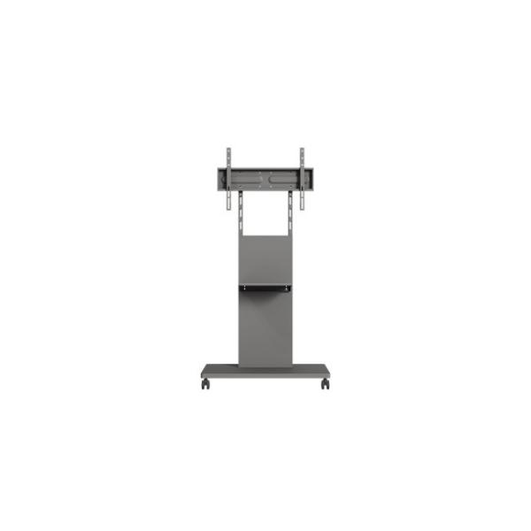 Quality Adjustable Steel Black Mobile Portable TV Rack With Wheel Television Cart For for sale