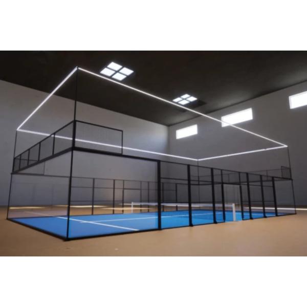 Quality Panoramic Padel Fields Ground Tennis Court Standard Size 10*20m Customized Blue Tennis Court For Sports Facilities / Schools for sale