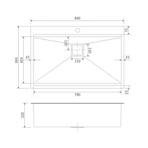 Quality 33" Brushed Topmount 84x56 Single Bowl Stainless Kitchen Sink for sale