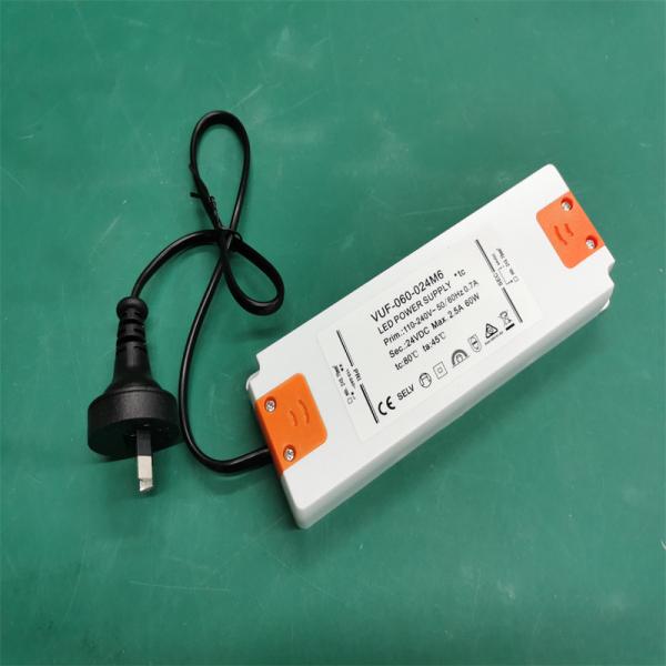 Quality SAA LED Strip Light Power Supply 60W 24V LED Driver IP20 With Plug for sale