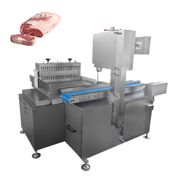Quality Auto Single-Cut Bandsaw Machine Cutting Frozen Meat into Beef Roll Cube Steak for sale