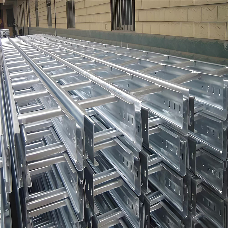 Steel ladder cable tray showing structural design and installation