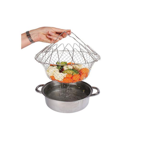 Quality 300g Stainless Steel Mesh Filter Baskets Foldable Strainer Colander For Frying for sale