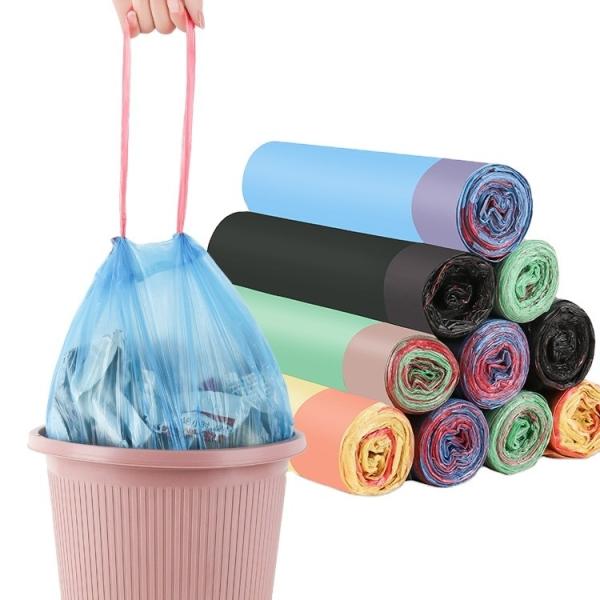 Quality Colorful Recycled PE Garbage Bag Drawstring Trash Bag for Eco-Friendly Waste for sale