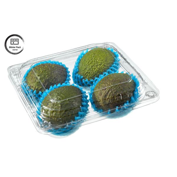 Quality 4 Piece Avocado Fruit Packaging Containers Disposable Transparent Clamshell for sale