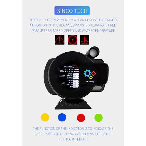Quality DO916 Sensor Sinco Tech Dash Speed 2.5 Inch Digital Exhaust Temp Gauge for sale