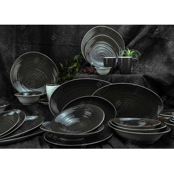 Quality Odorless 12pc Two Tone Color Dinnerware Set For 3 for sale