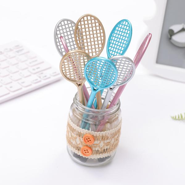 Quality Badminton Racket Shape Gel Pen 0.5mm Plastic Creative Neutral Pen for sale