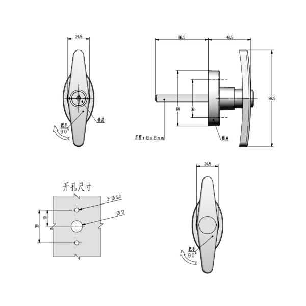 Quality Meigu MS333-B Garage Door T Locking Handle Cabinet Door T Handle Lock Gate Lock for sale
