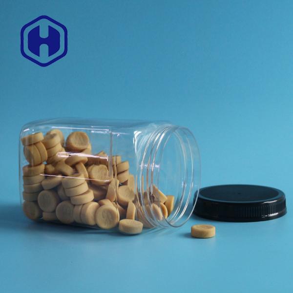 Quality 850ml Bpa Free Square Plastic Grip Jar With Lid PET Food Packaging for sale