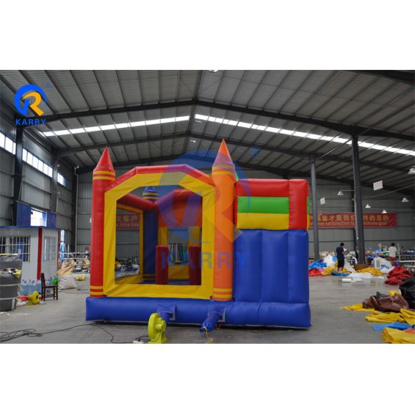 Quality Blower-Equipped Inflatable Crayon Bounce House with Side Slide and Customizable for sale