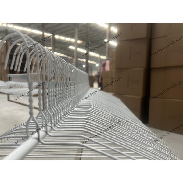 Quality 1.9mm Thickness Coat Hanger Dry Cleaners Notched Shape White Color for sale