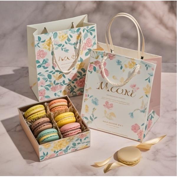 Quality Small Varnishing Paperboard Macaron Pastry Cake Box Food Grade Packaging for sale